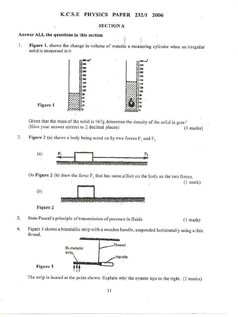 Kcse 2006 Physics Paper 1 | PDF