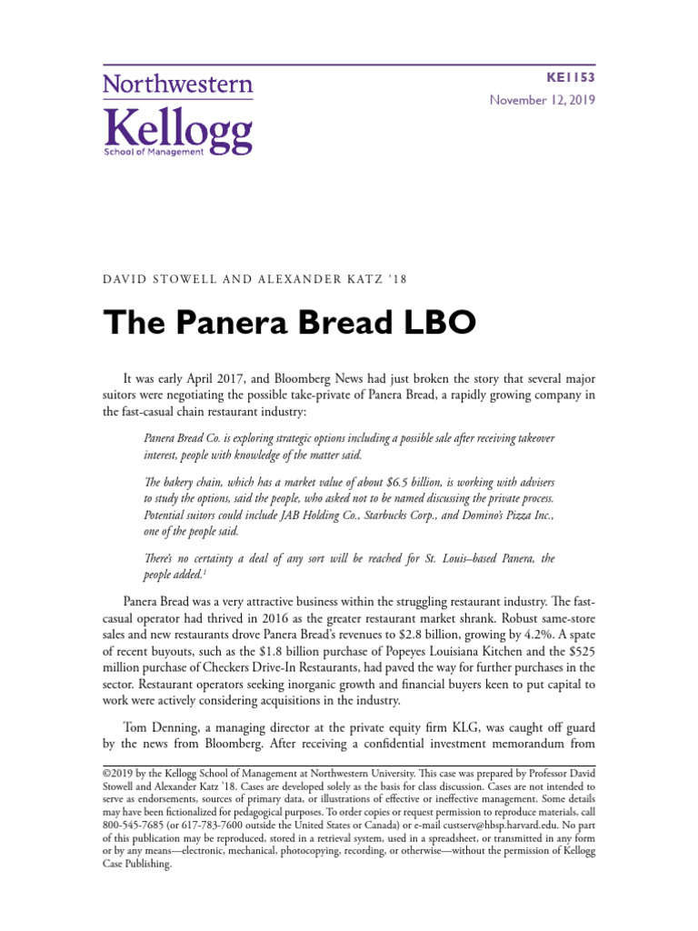 The Panera Bread | PDF | Mergers And Acquisitions