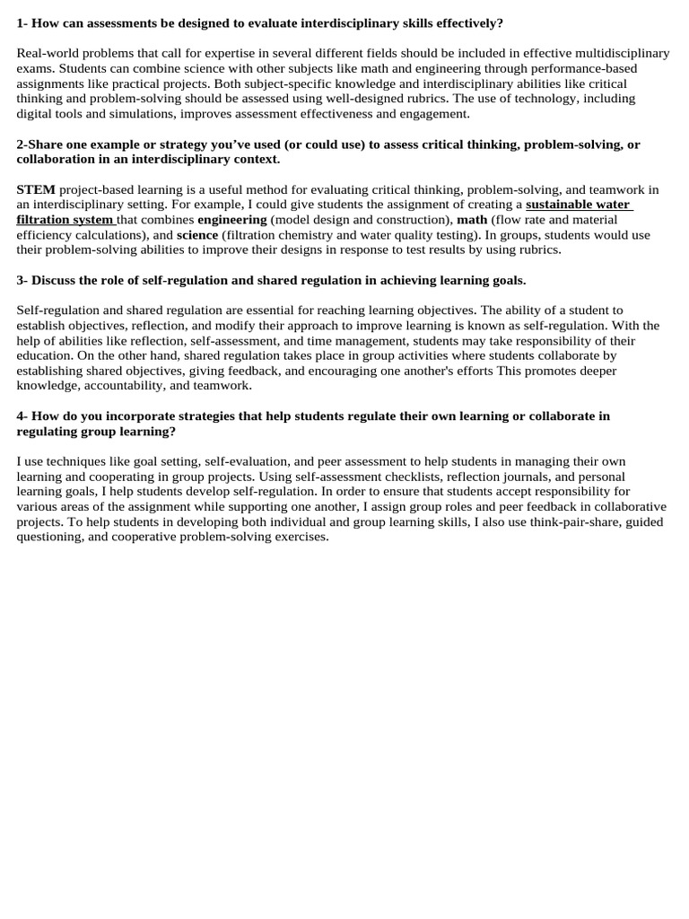 W5 Assessment Practices For 21st Century Skills and Interdisciplinary ...