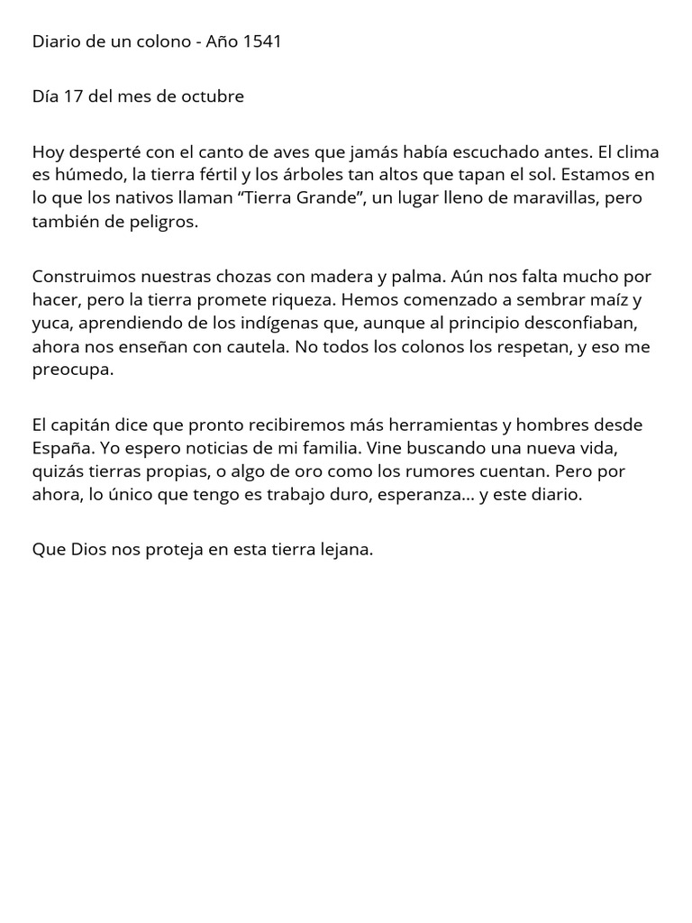 Diario de Un Colono - Año 1541 PDF | PDF