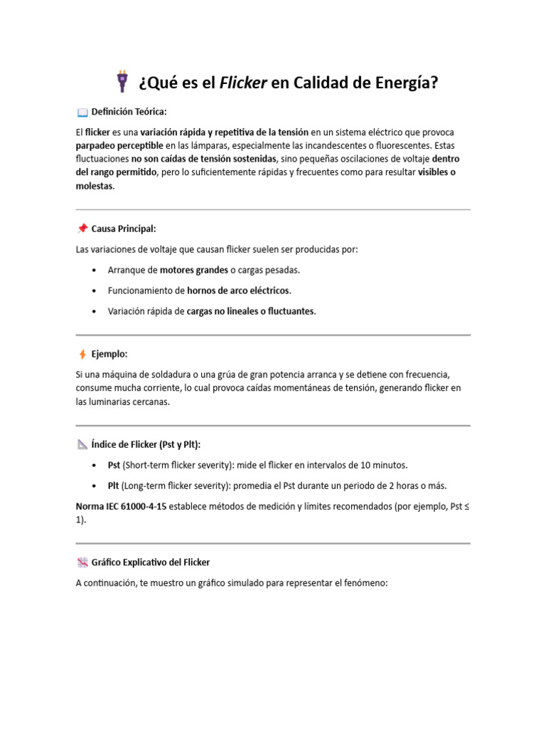 Definición y Causas del Flicker Eléctrico | PDF