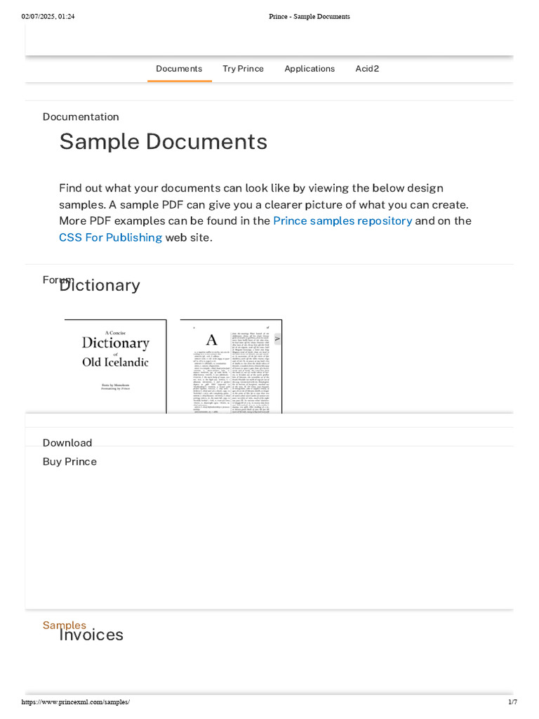 PrinceXML Sample Document Designs | PDF | Html | Page Layout