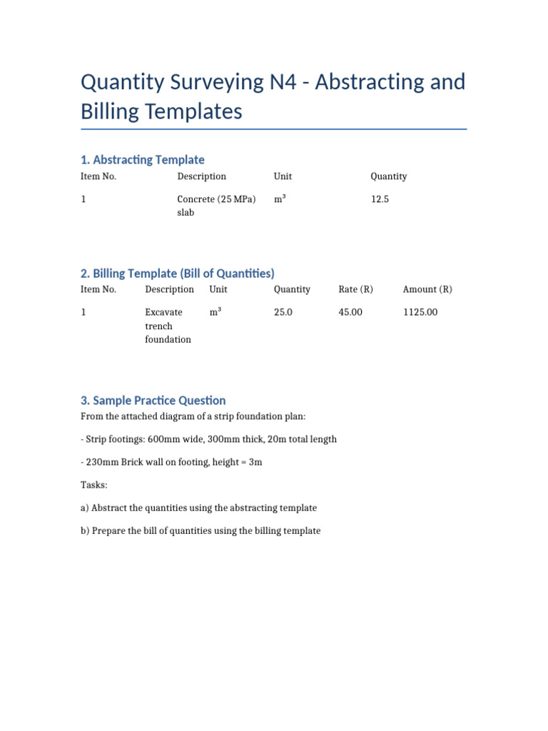 Abstracting and Billing in QS N4 | PDF