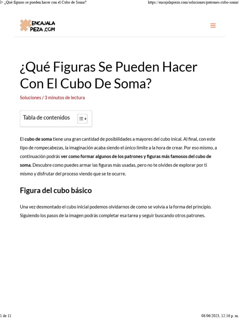 ¿Qué Figuras Se Pueden Hacer Con El Cubo de Soma | PDF