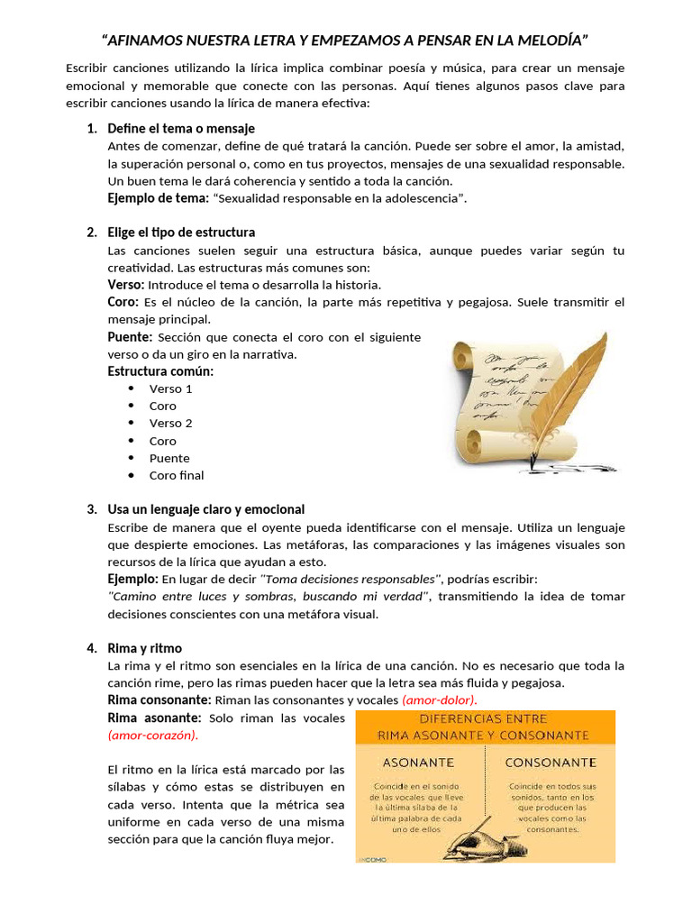 3 - Afinamos Nuestra Letra y Empezamos A Pensar en La Melodía | PDF ...