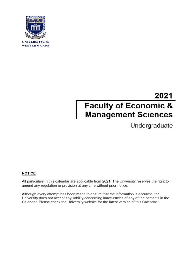 UWC Information Systems Overview 2021 | PDF | Bachelor's Degree ...
