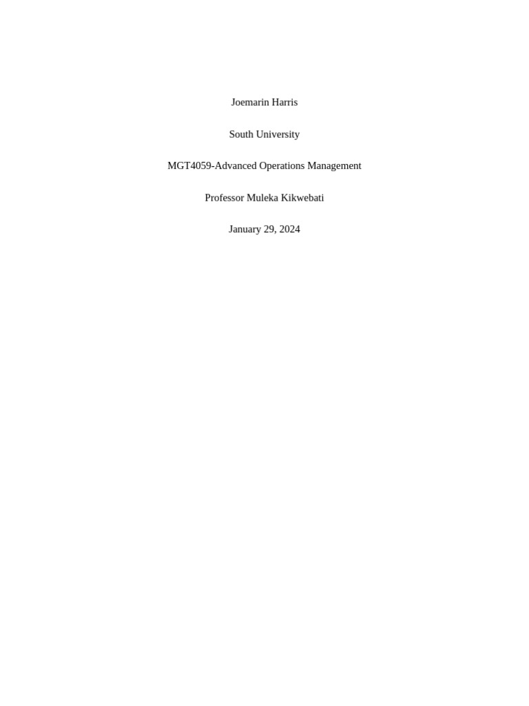 SUO MGT4059 W2P Harris J | PDF | Reliability Engineering | Economies