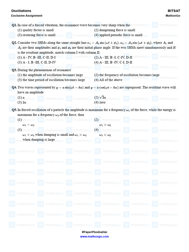 Oscillations - Resonance and Linked Concepts | PDF | Resonance | Oscillation