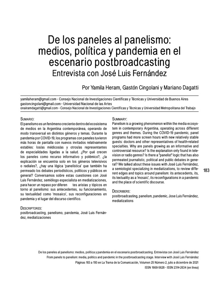 Entrevista JLF Panelismo | PDF | Universidad