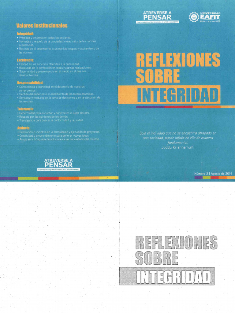 Reflexiones Sobre Integridad. No 2 - Agosto de 2014. Universidad Eafit ...