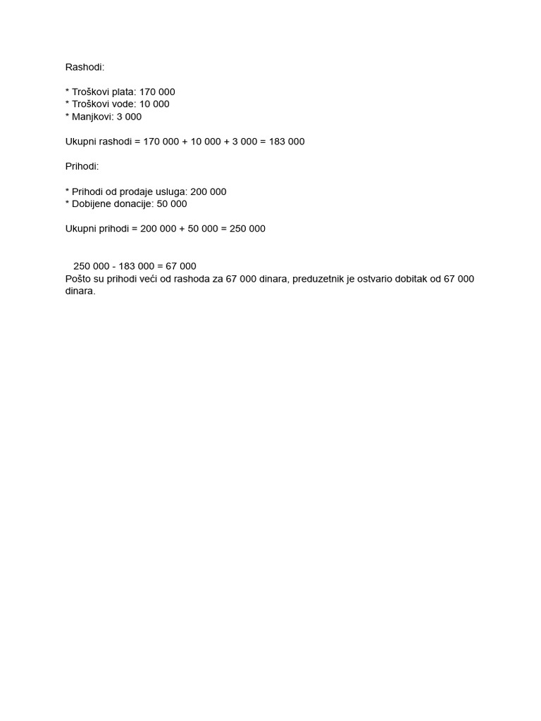 Rashodi I Prihodi | PDF