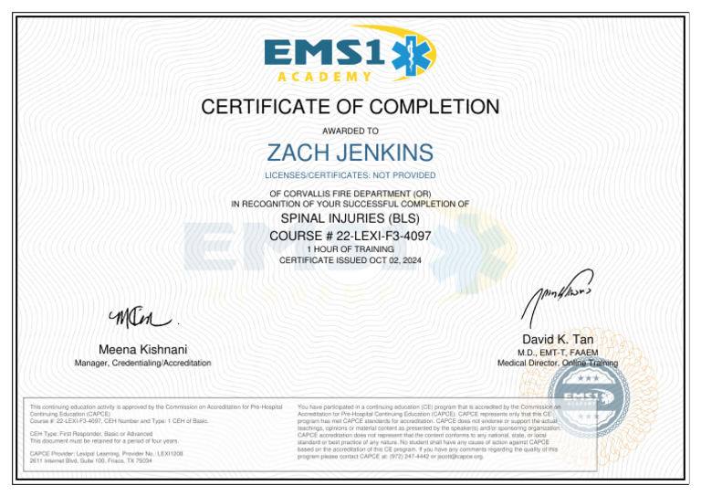 BLS Course Completion Certificate | PDF
