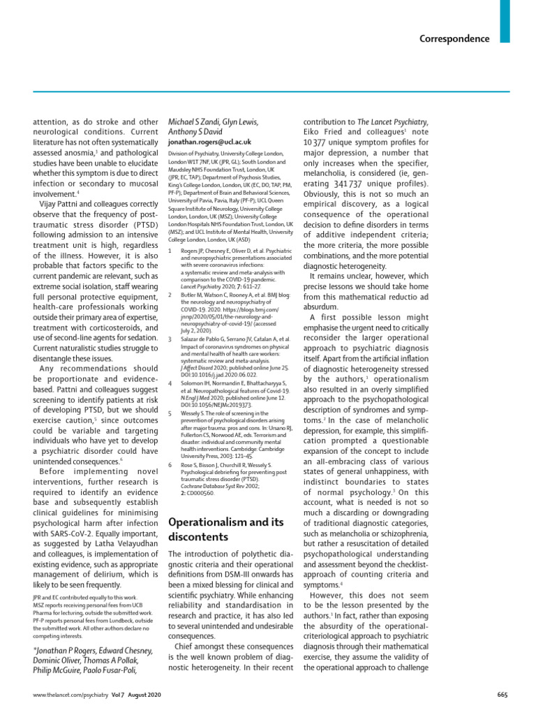 Operationalism and Its Discontents Lancet | PDF | Diagnostic And ...