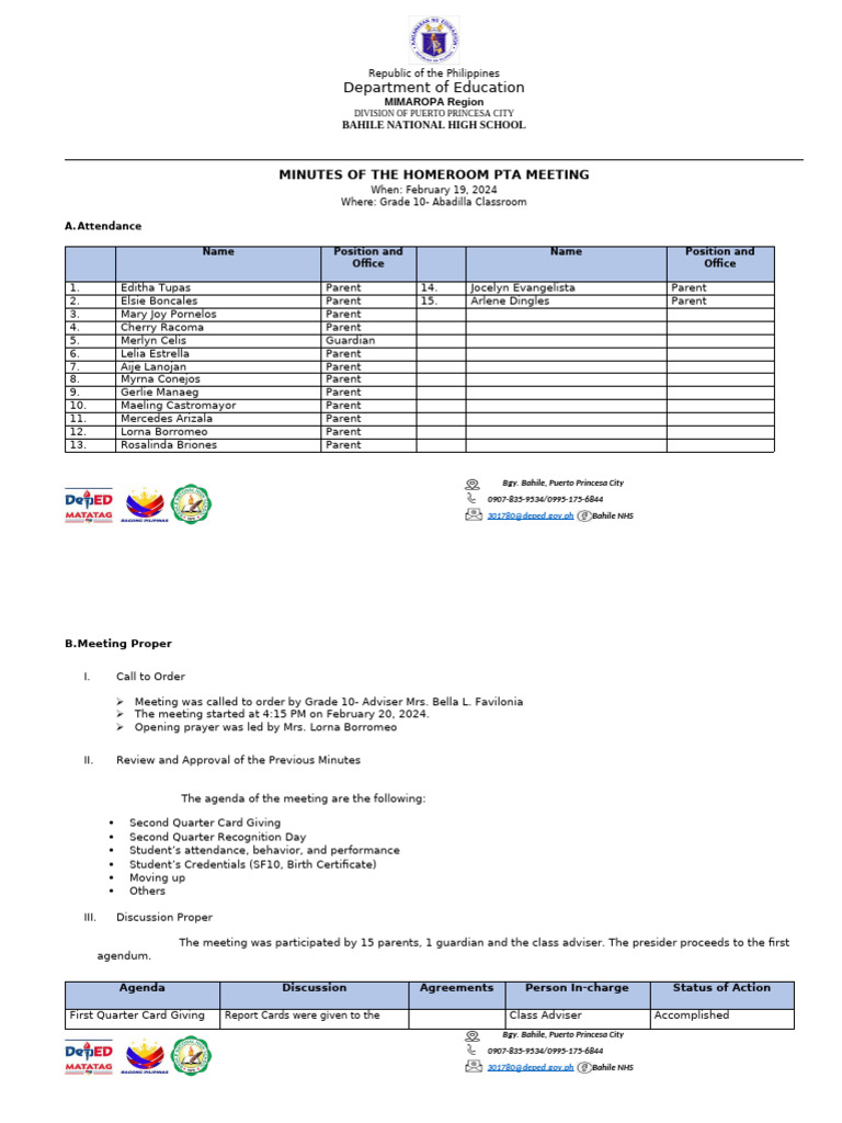 Munites of Meeting. Card Giving | PDF | Chess Openings | Chess