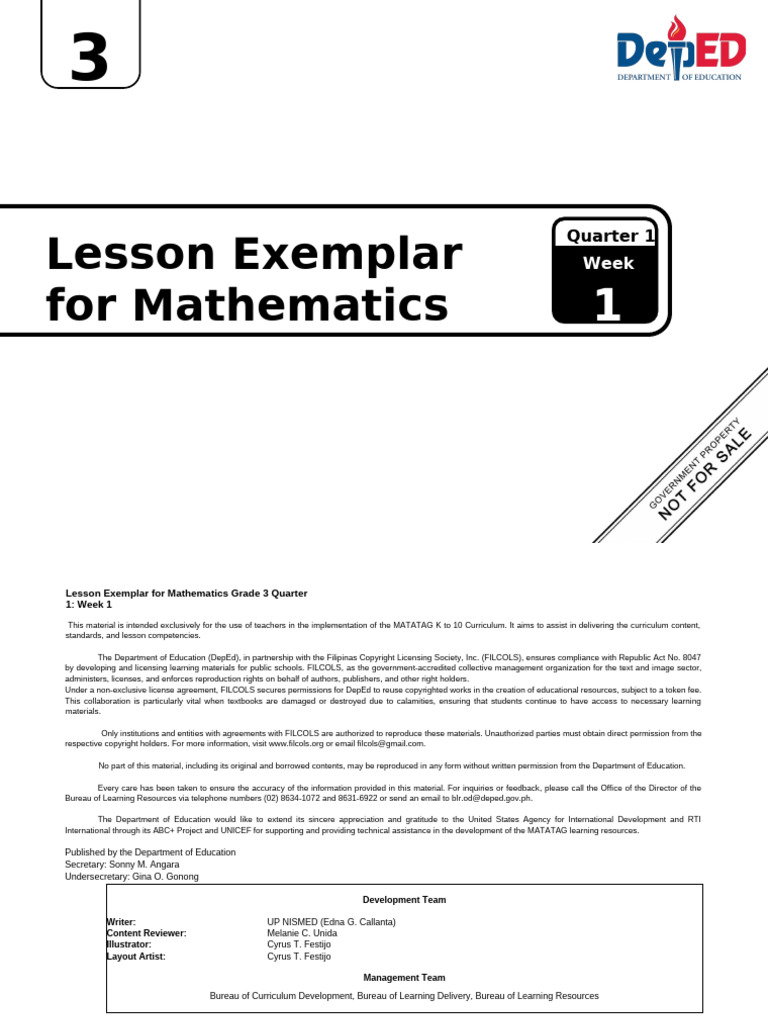LE Math3 Q1 Wk1 For Signoff | PDF | Area | Rectangle