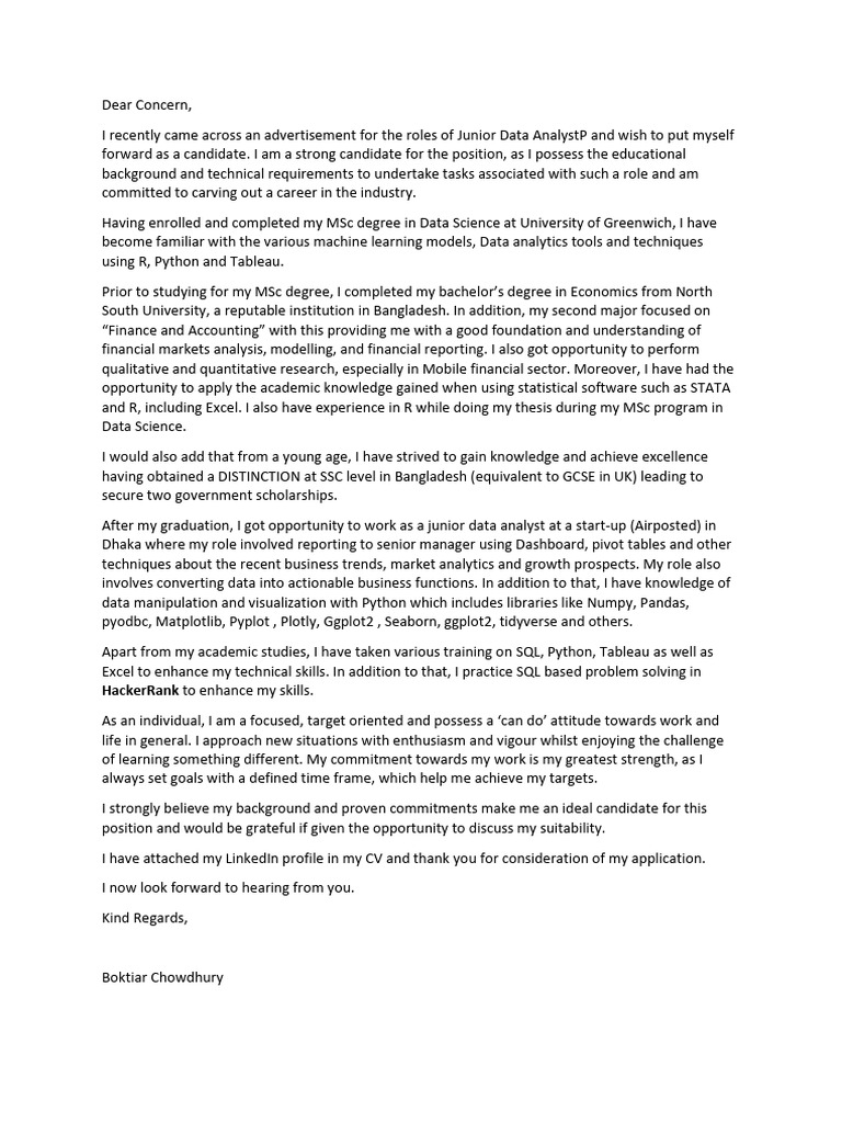 Boktiar Chowdhury - Data Analyst | PDF | Data Analysis | Data Science