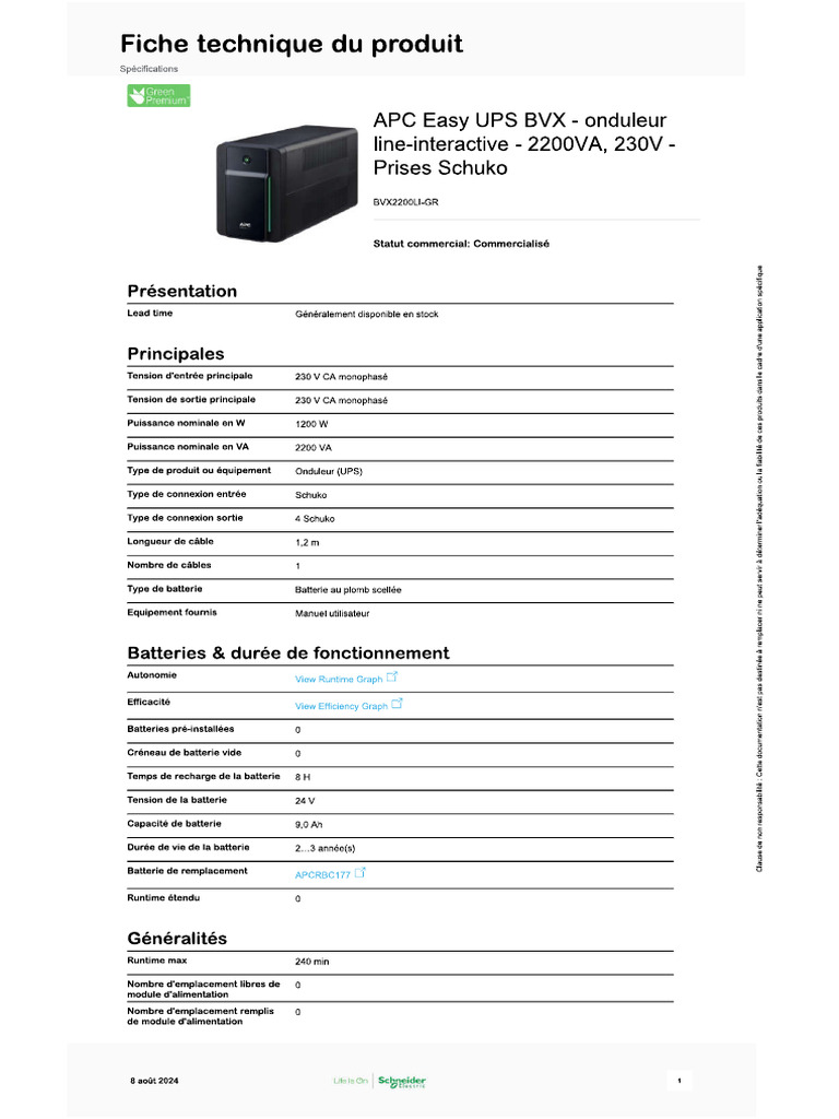 Fiche Technique Onduleur | PDF