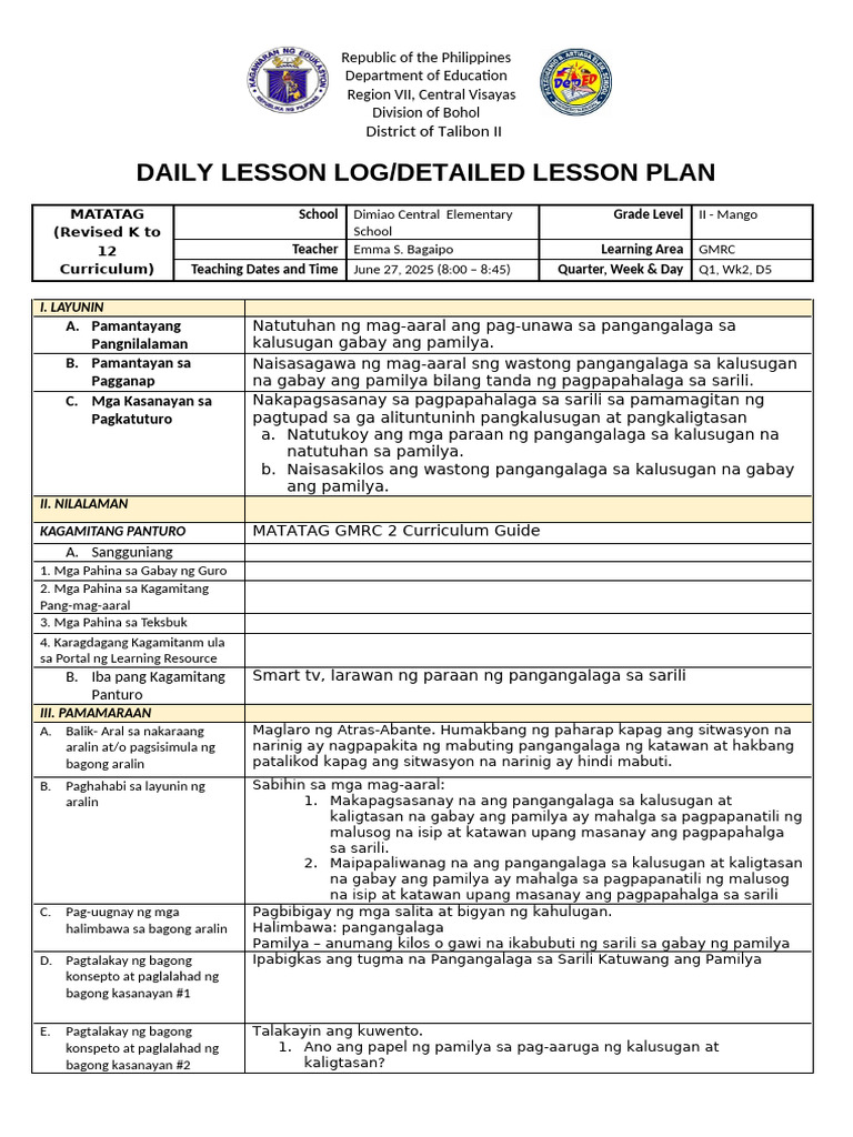 DLL DLP Template Blank | PDF