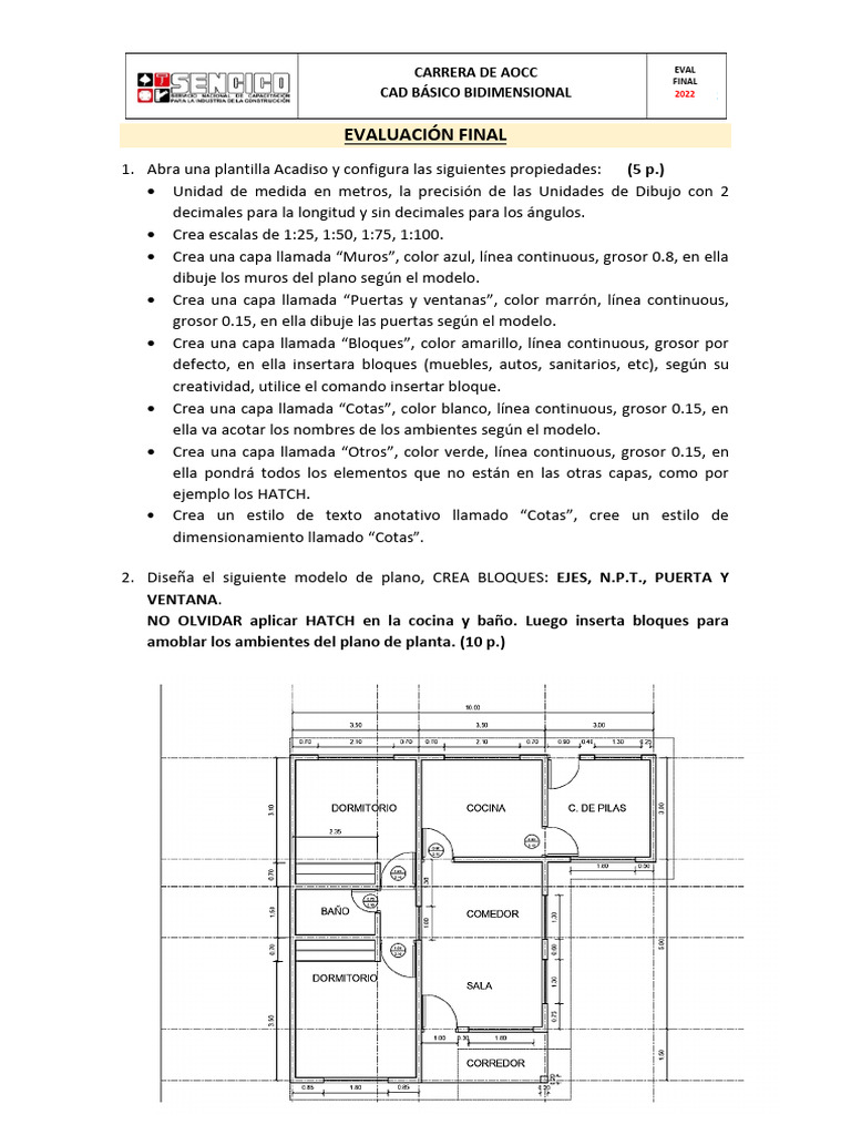 Cad Básico-2d - Evaluación Examen Final - Ii-A | PDF