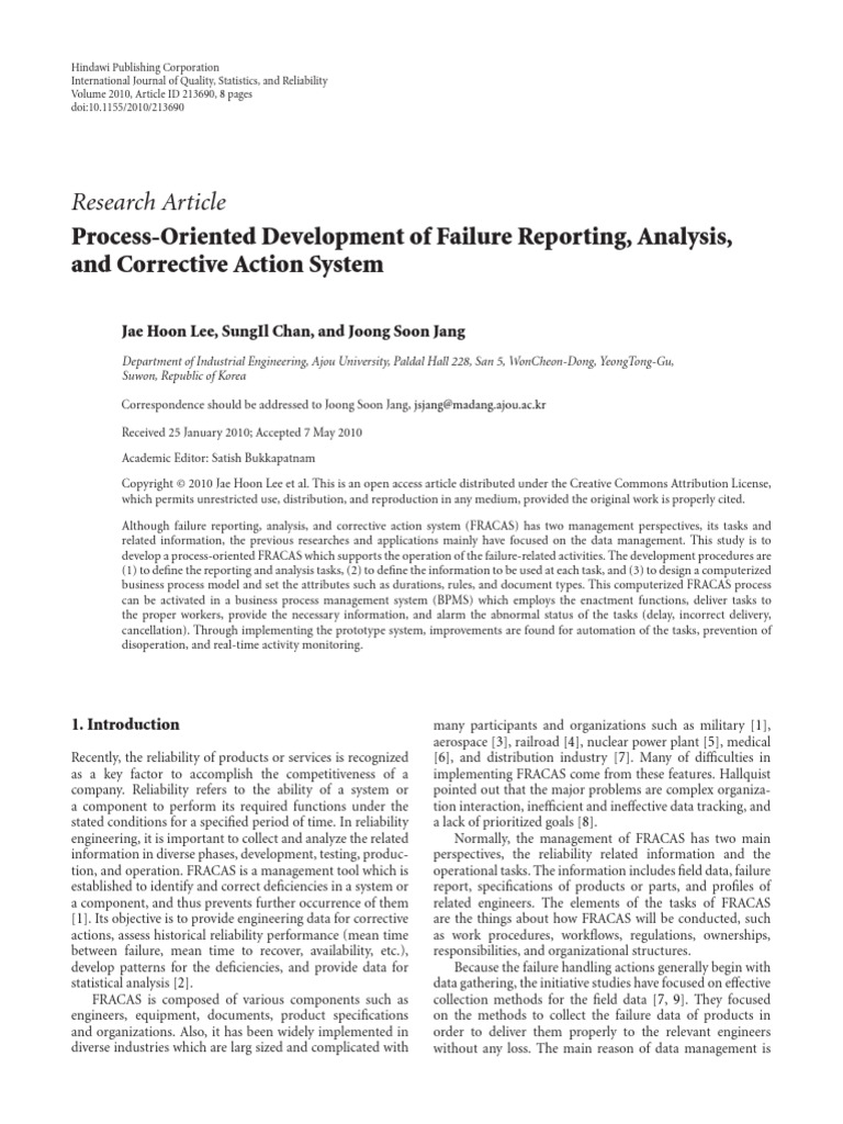 Process-Oriented Development of Failure Reporting | PDF | Reliability ...