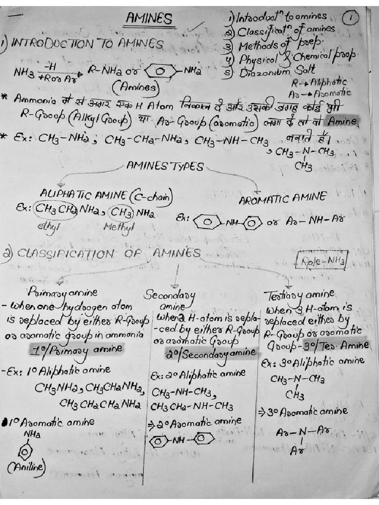 Amines Neet Short Notes | PDF