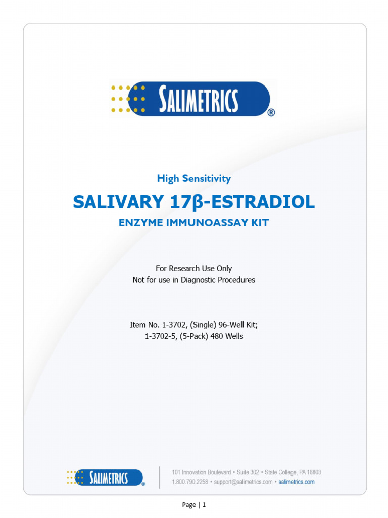 High Sensitivity Salivary Estradiol Kit | PDF | Estradiol | Chemistry