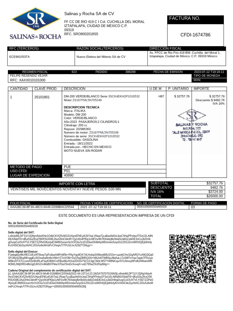 Factura Ssalinas y Rocha | PDF