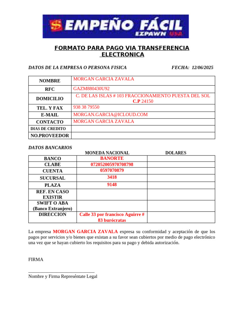 Formato de Alta Proveedores | PDF