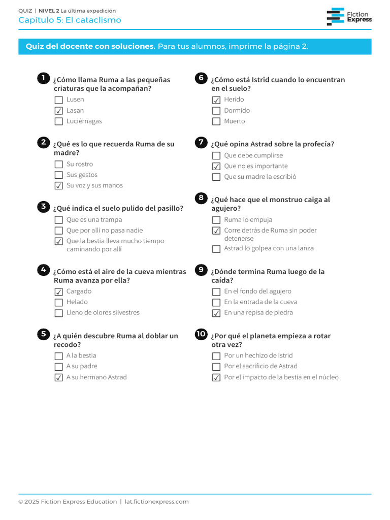 Quiz: La Última Expedición, Cap. 5 | PDF