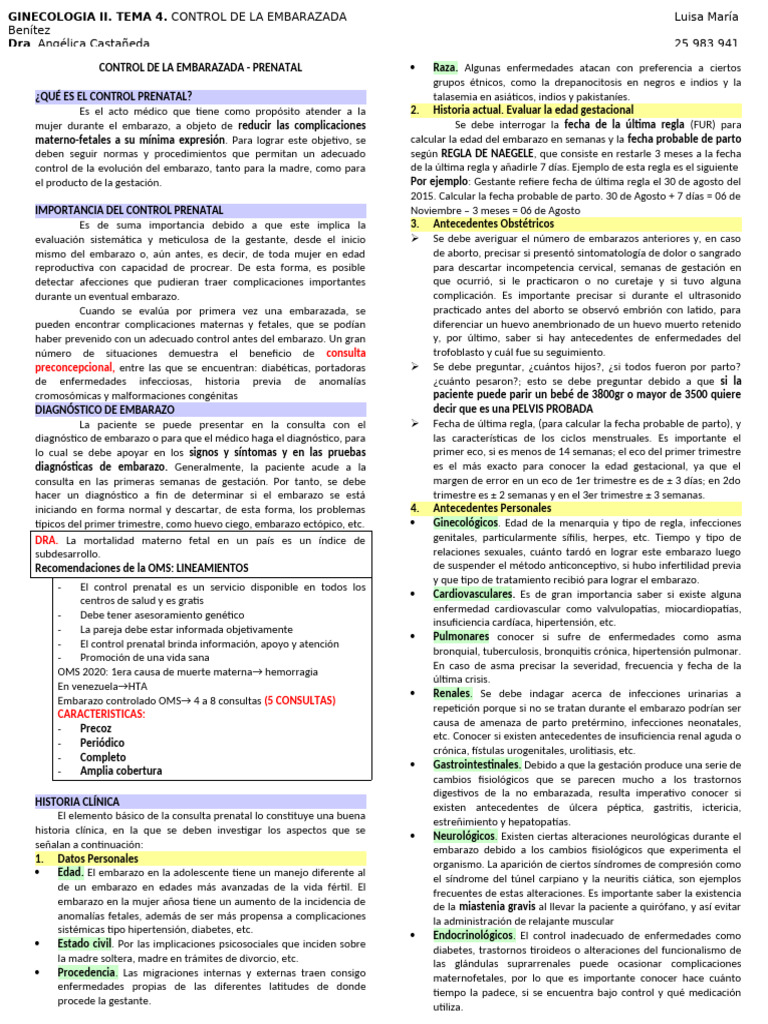 Control de La Embarazada | PDF | El embarazo | Especialidades Medicas