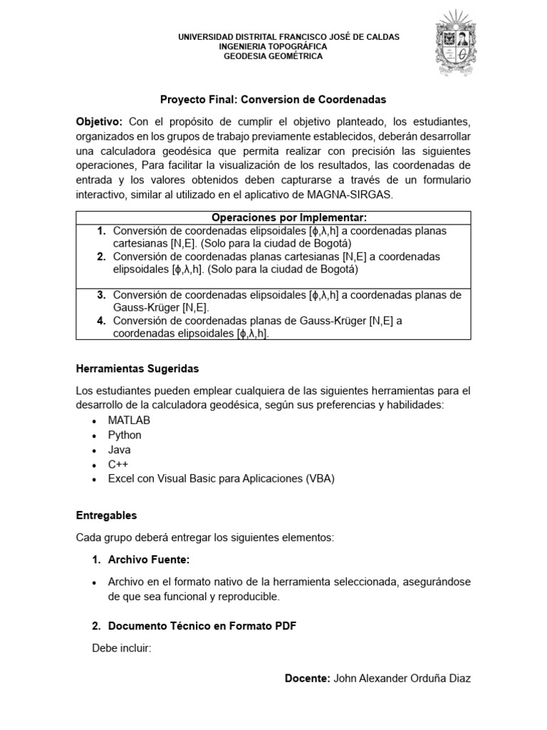 Proyecto Final Conversiones de Coordenadas | PDF | Geodesia | Ingeniería de software