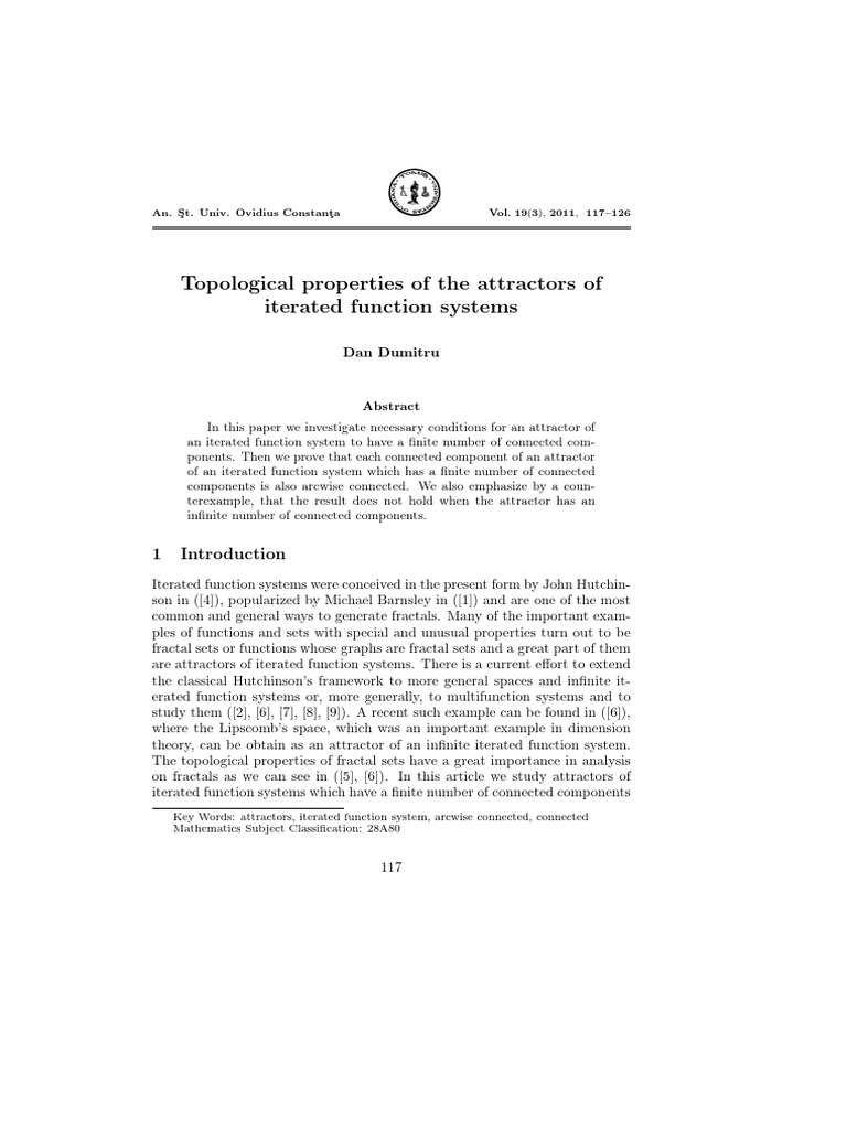 Topological Properties of The Attractors of Iterated Function Systems | PDF | Fractal | Attractor