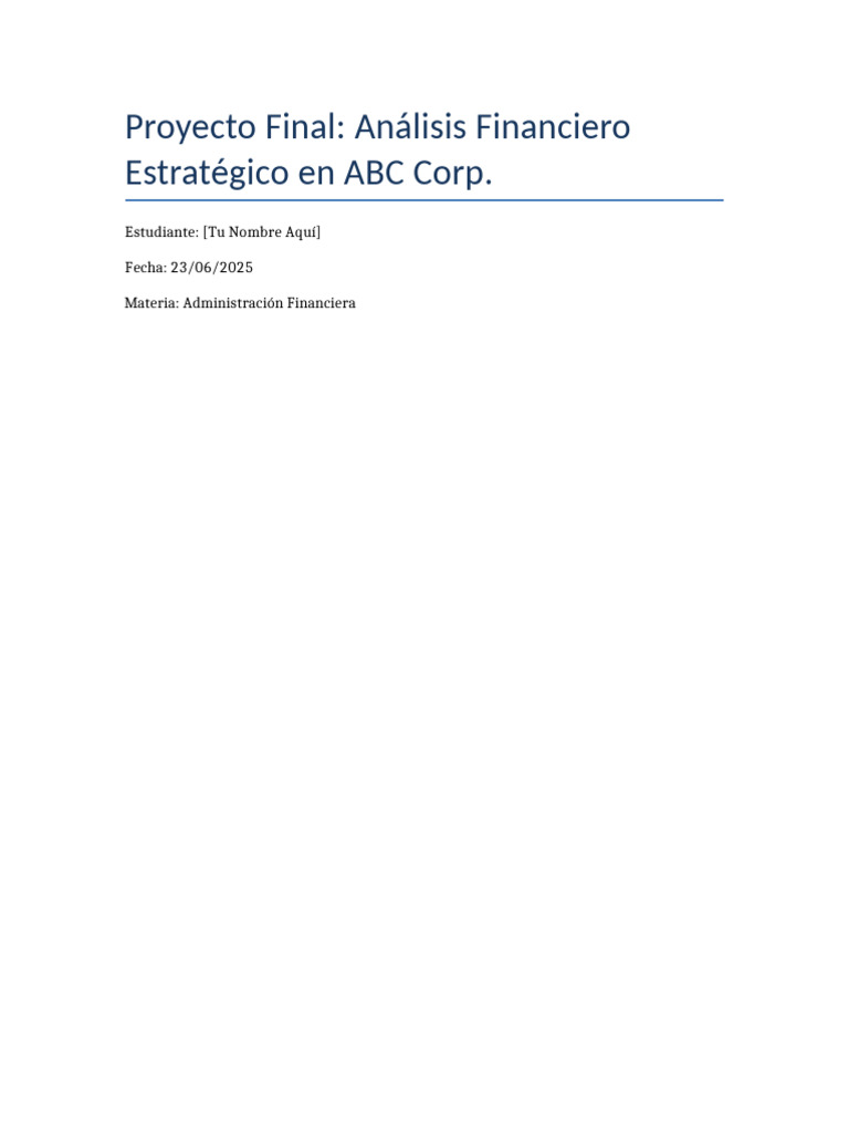 Proyecto ABC Corp | PDF | Apalancamiento (Finanzas) | Business