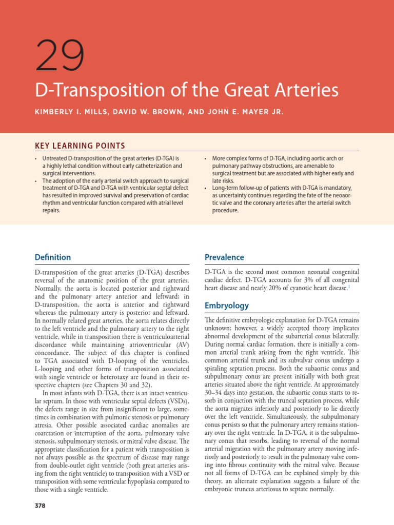 Clinical presentation and surgical options for D-TGA | PDF | Ventricle ...