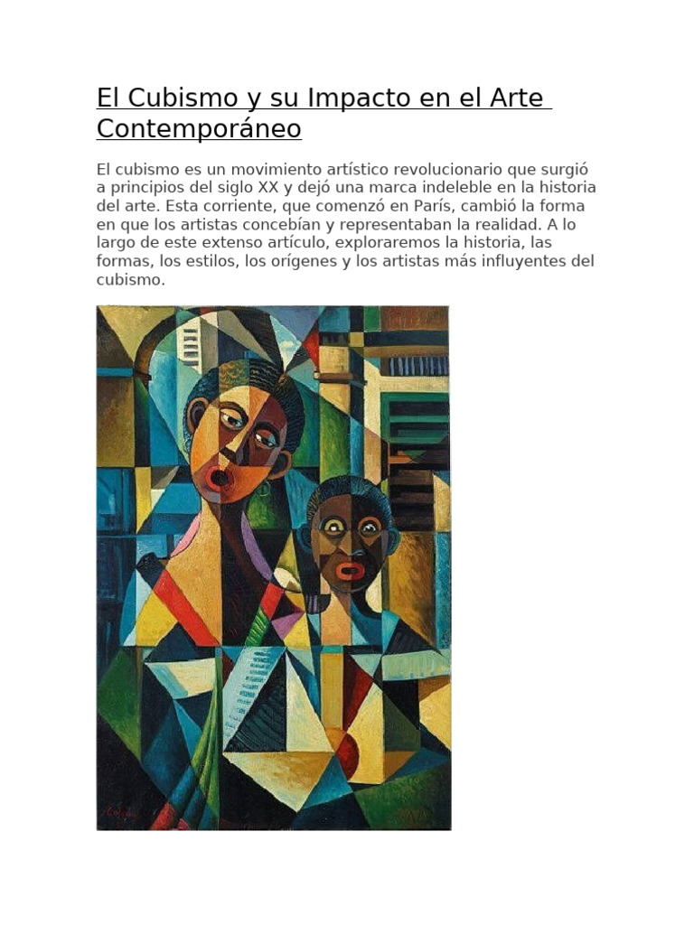 El Cubismo y Su Impacto en El Arte Contemporáneo | PDF | Cubismo | Arte ...