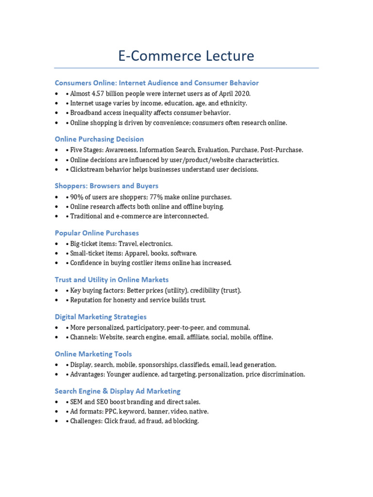 E-Commerce Exam Concepts Lec6 Lec7 | PDF | Consumer Behaviour | Marketing