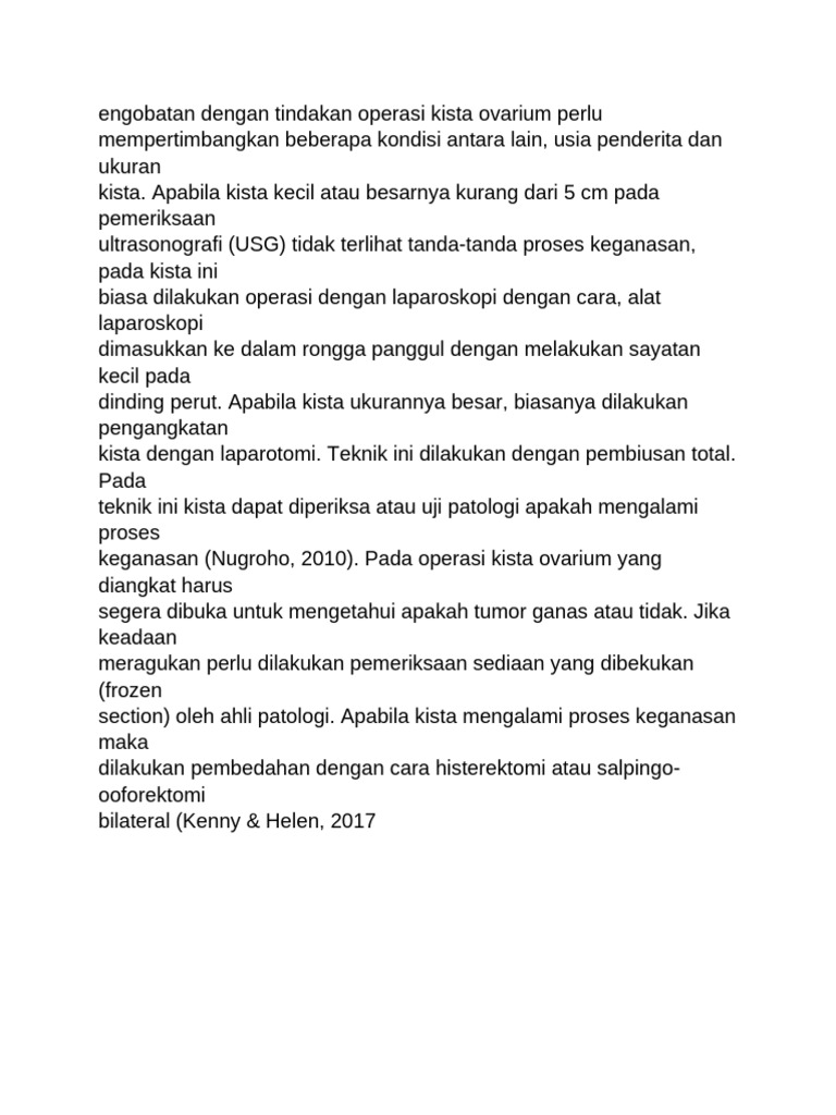 Engobatan Dengan Tindakan Operasi Kista Ovarium Perlu | PDF