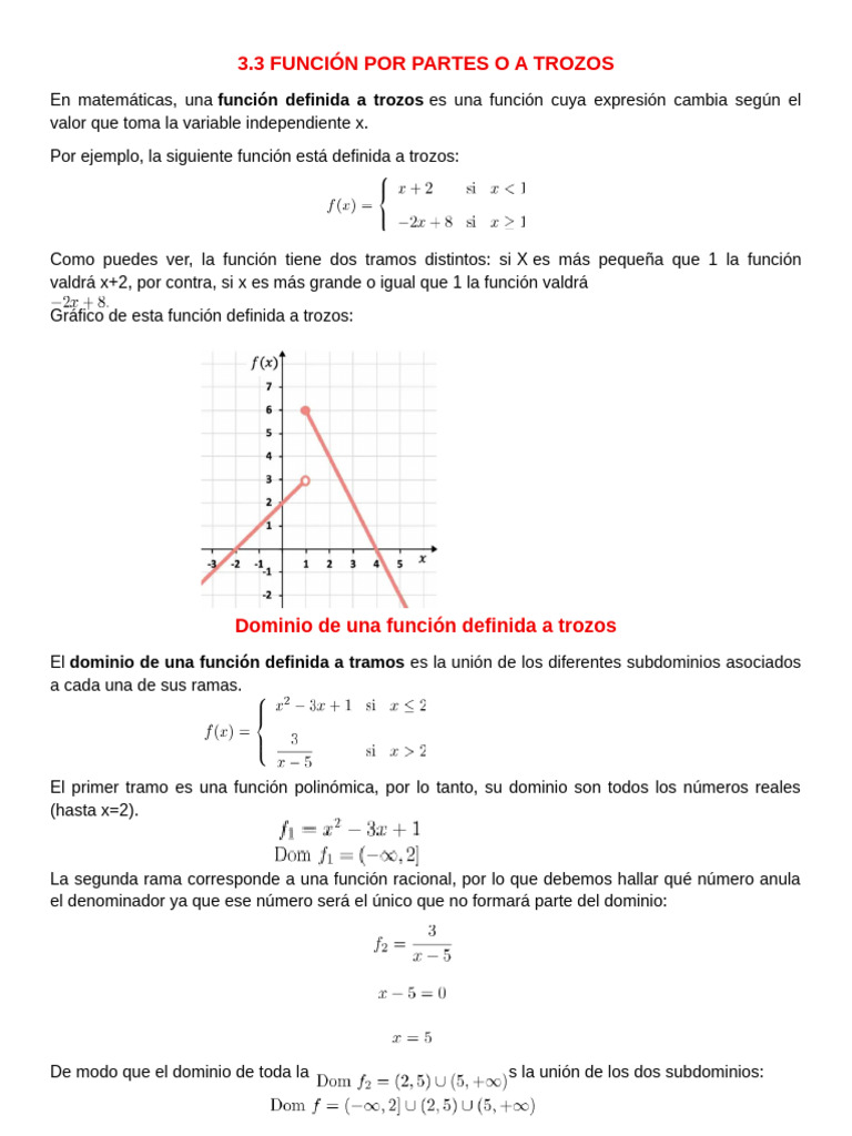 Función Definida a Trozos: Conceptos Clave | PDF