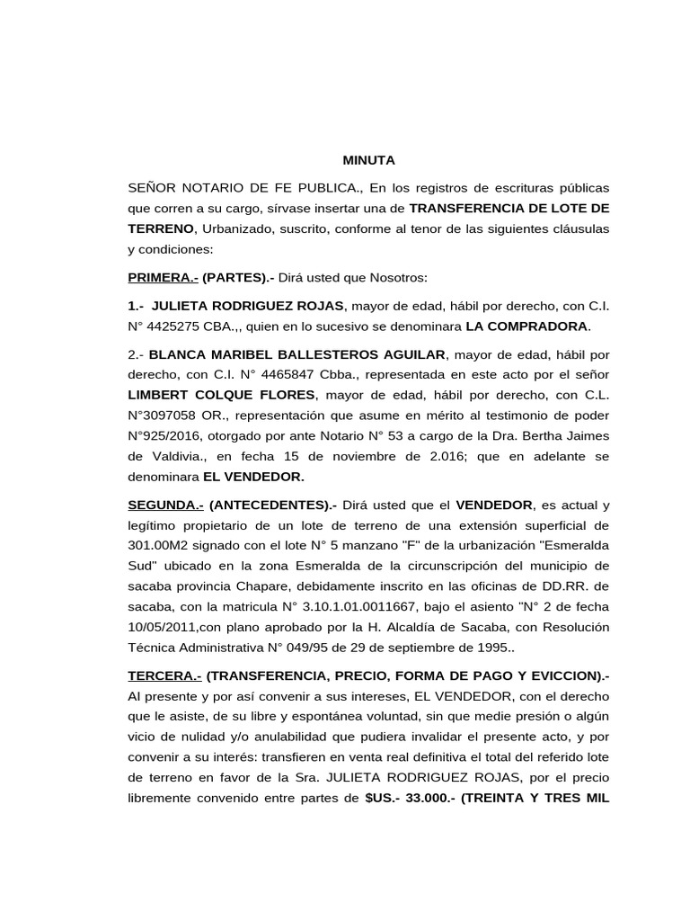 Minuta Julieta | PDF | Derecho Civil (Common Law)