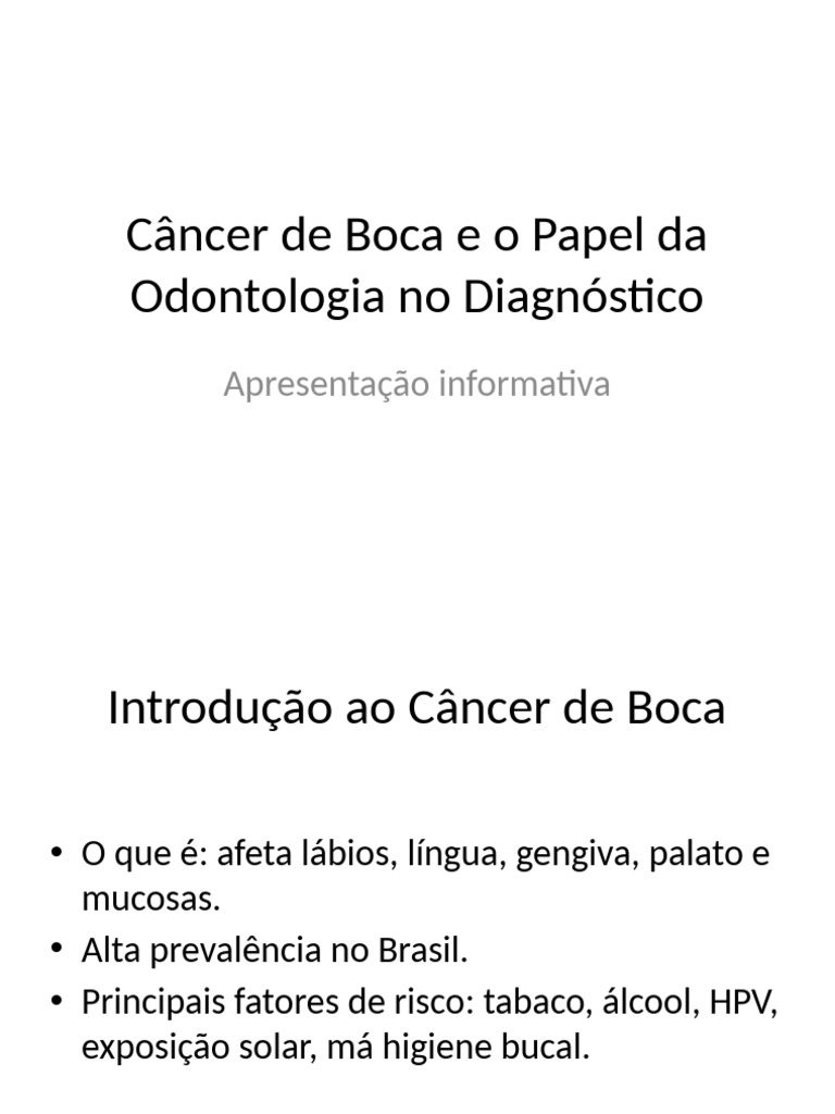 Cancer de Boca Odontologia PPT | PDF