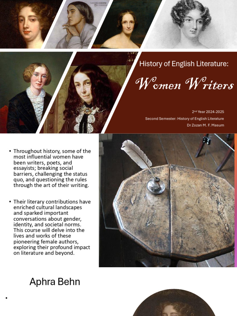 Women Writers: History of English Literature | PDF | George Eliot ...