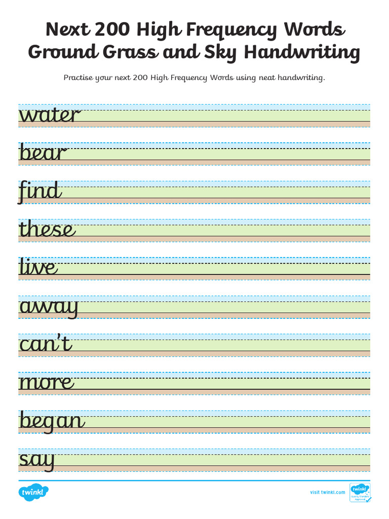High Frequency Words Handwriting Practice | PDF