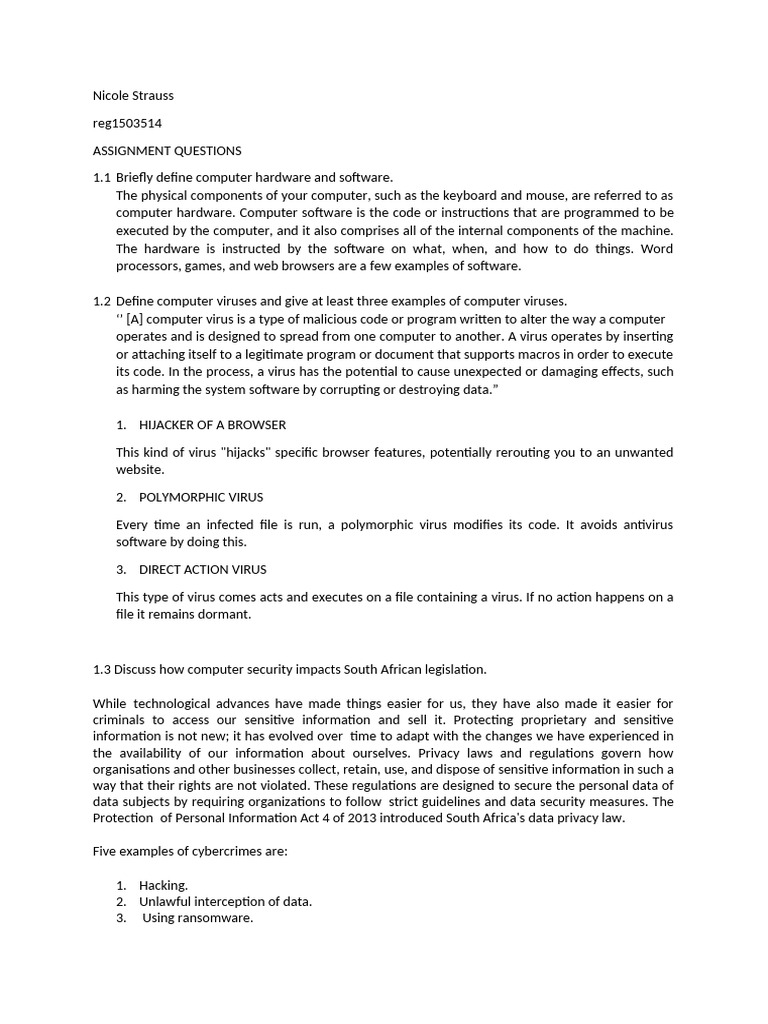 Assignment Questions 1-3 | PDF | Computer Virus | Security