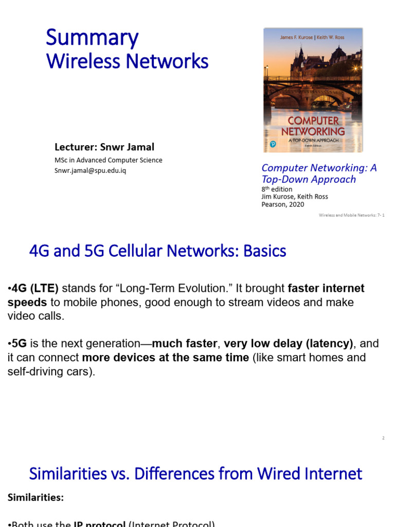 Summary Wireless Networks | PDF | Computer Network | Telecommunications Standards