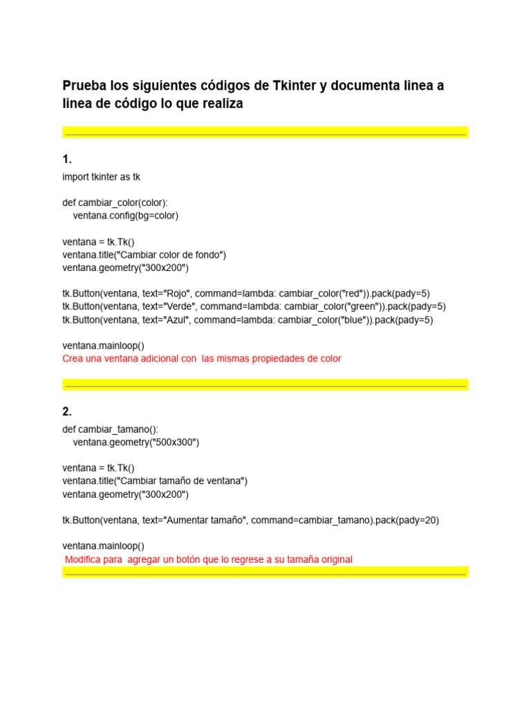 Prueba Los Siguientes Códigos de Tkinter | PDF