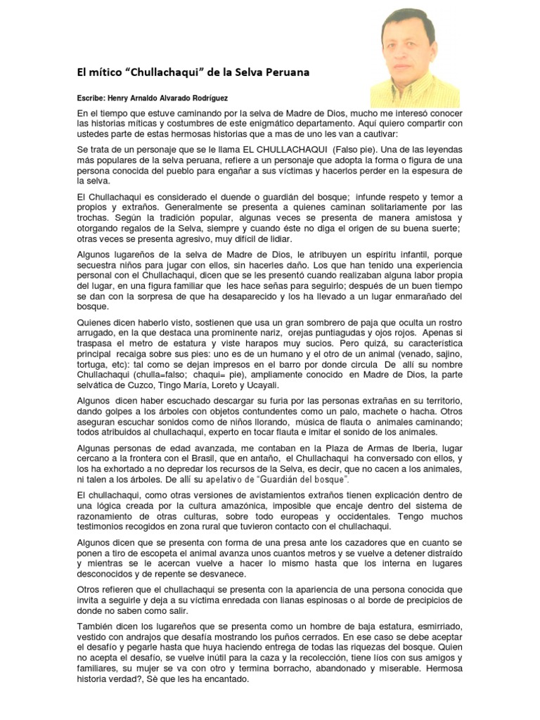 La leyenda del Chullachaqui en la selva | PDF