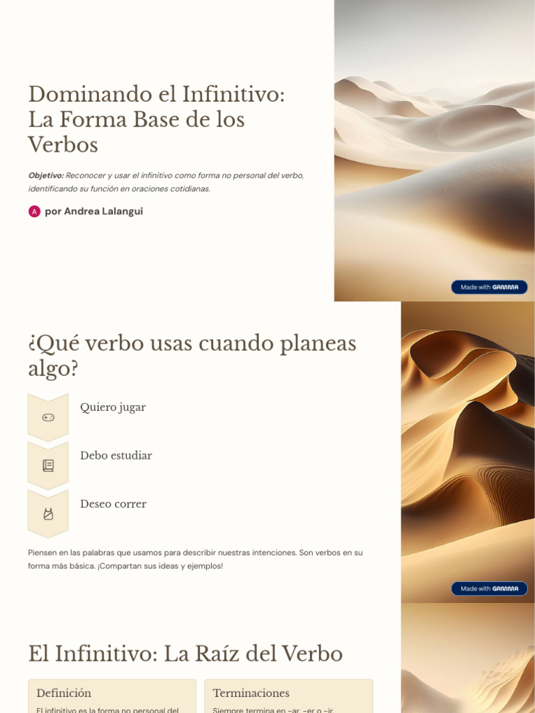 Dominando El Infinitivo La Forma Base de Los Verbos | PDF | Verbo ...