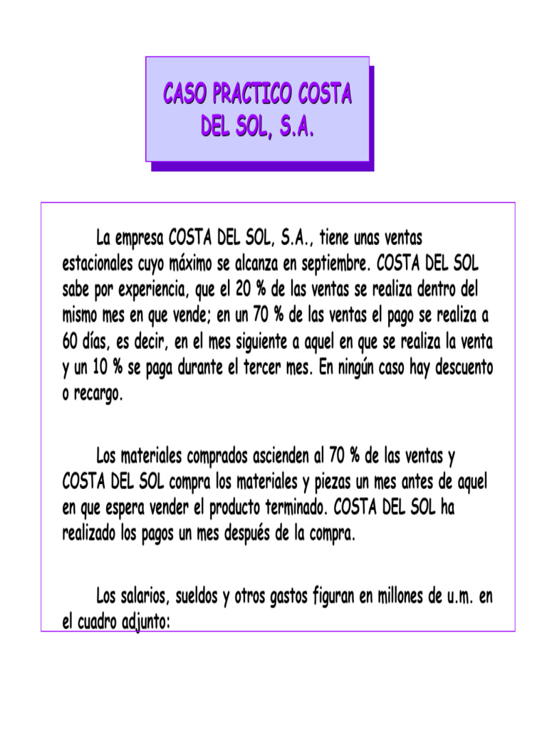 Presupuestos Caso Práctico Costa Del Sol | PDF | Presupuesto | Economias