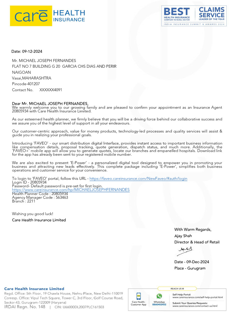 Welcome Letter 20805934 20241209143024 | PDF | Insurance | Private Law