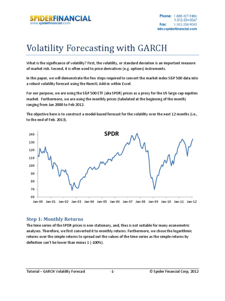 Garch Volatility Forecast In Excel Volatility Finance Forecasting